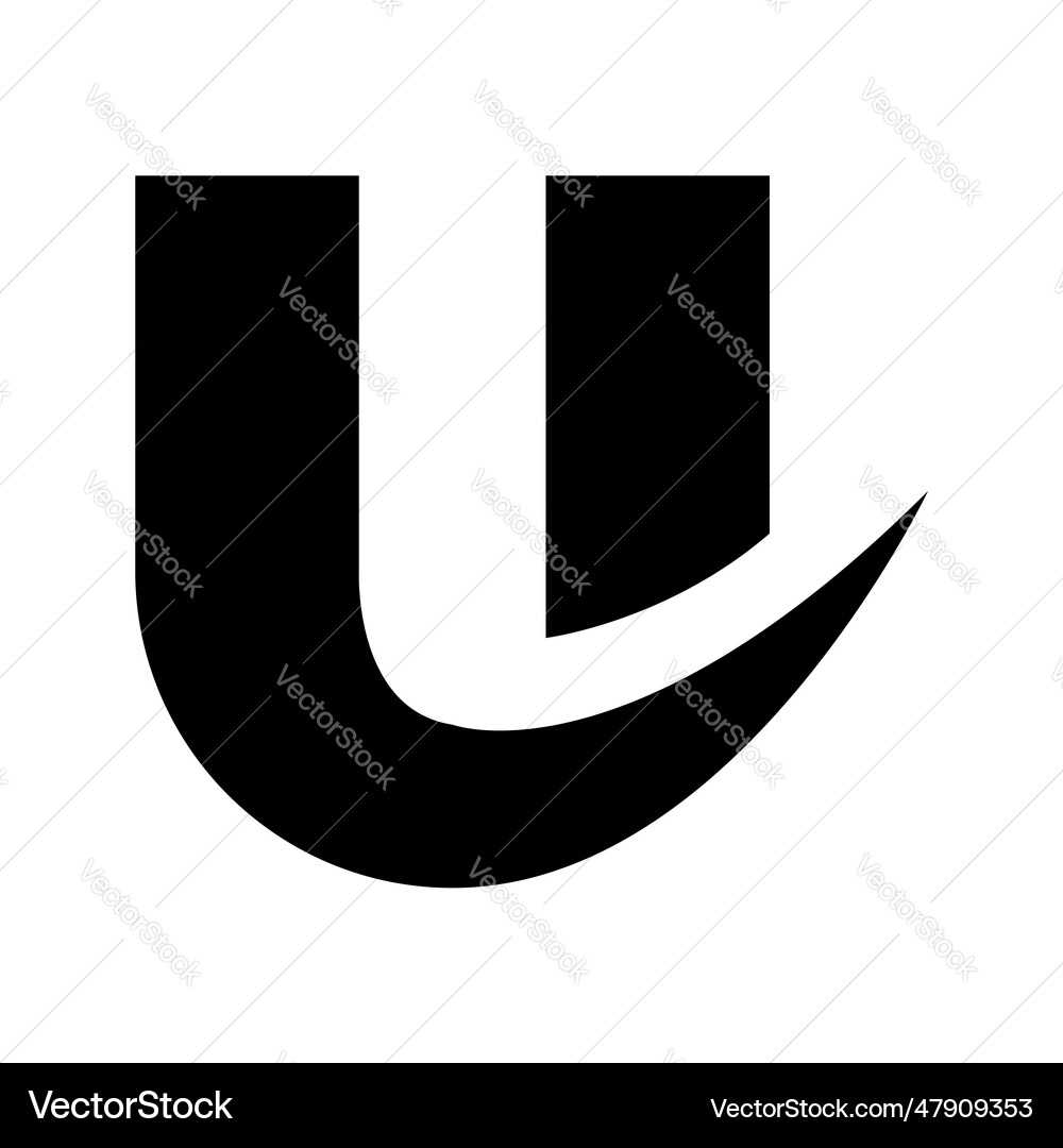 Black bold curvy shaped letter u icon Royalty Free Vector