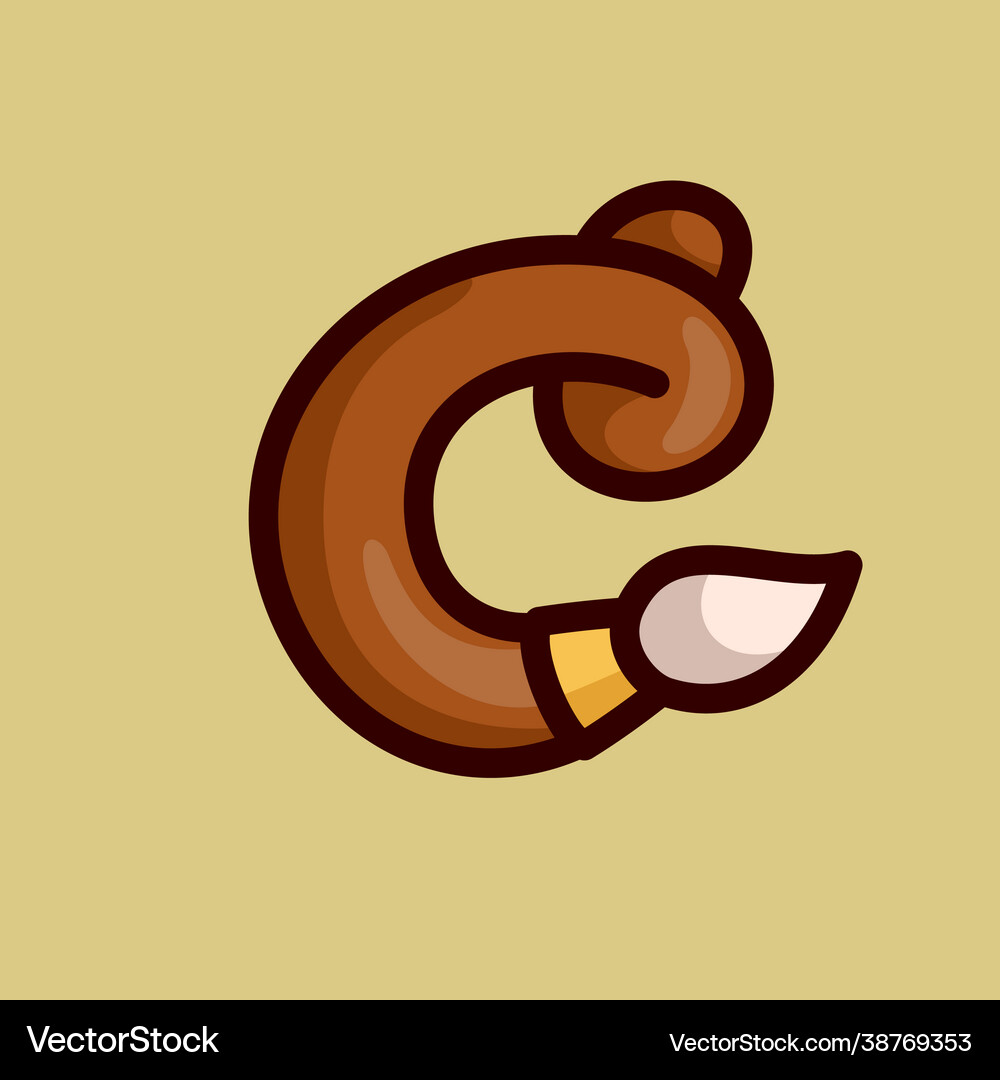 C letter logo made a paint brush Royalty Free Vector Image
