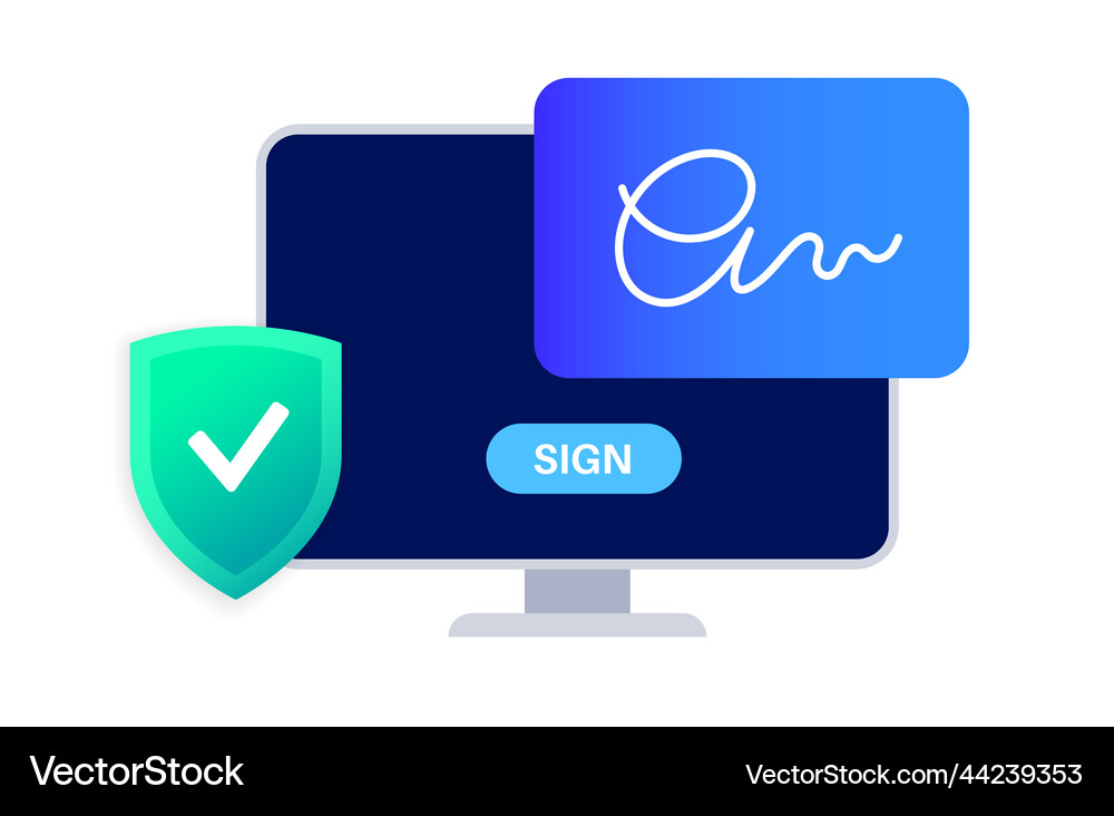 Digital signature signing Royalty Free Vector Image