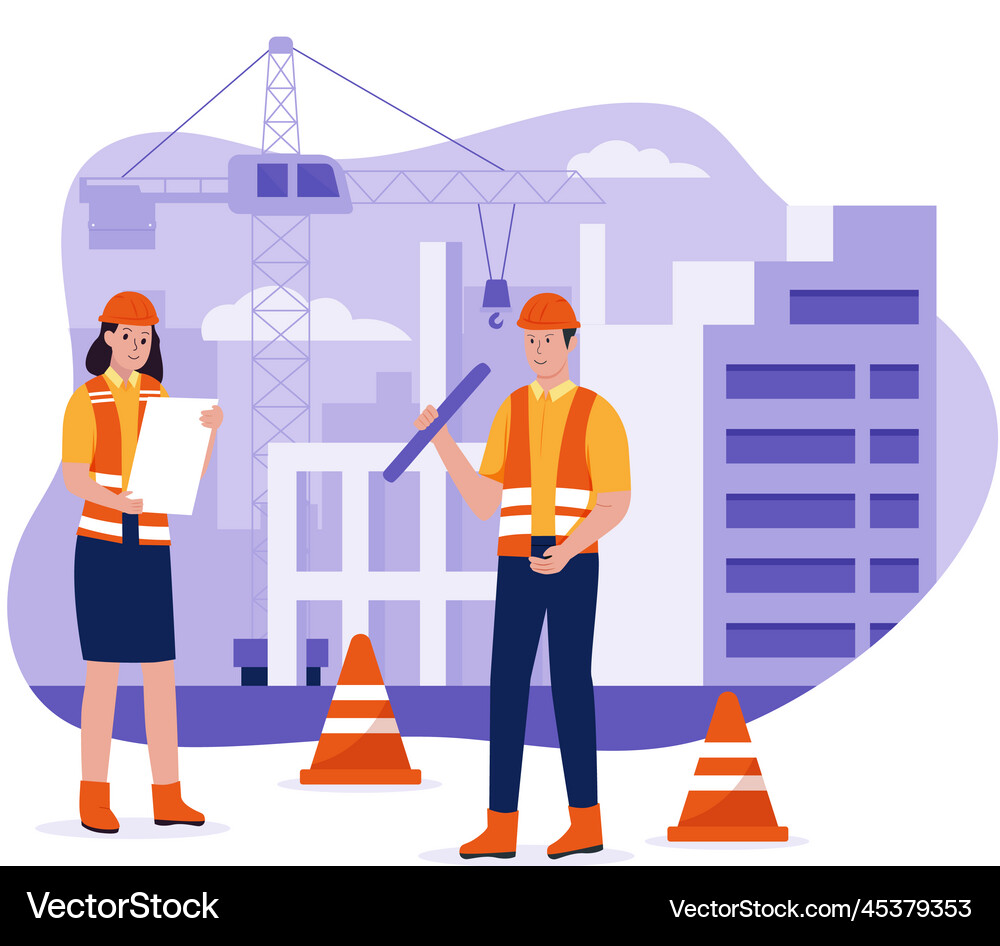 Flat design of civil engineer and architect Vector Image