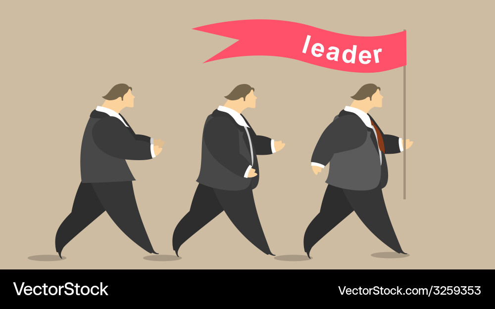 Group of people and leader marching under Vector Image