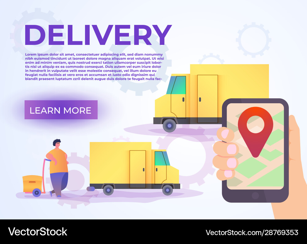 Hand holding mobile smart phone with app delivery Vector Image