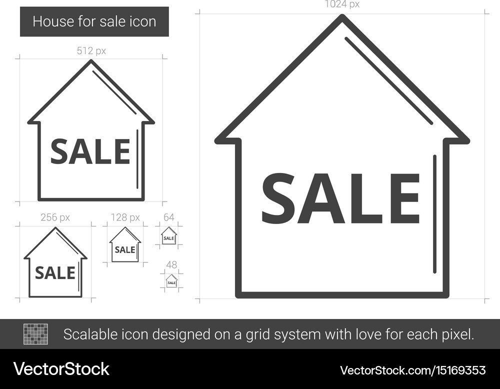 House for sale line icon Royalty Free Vector Image