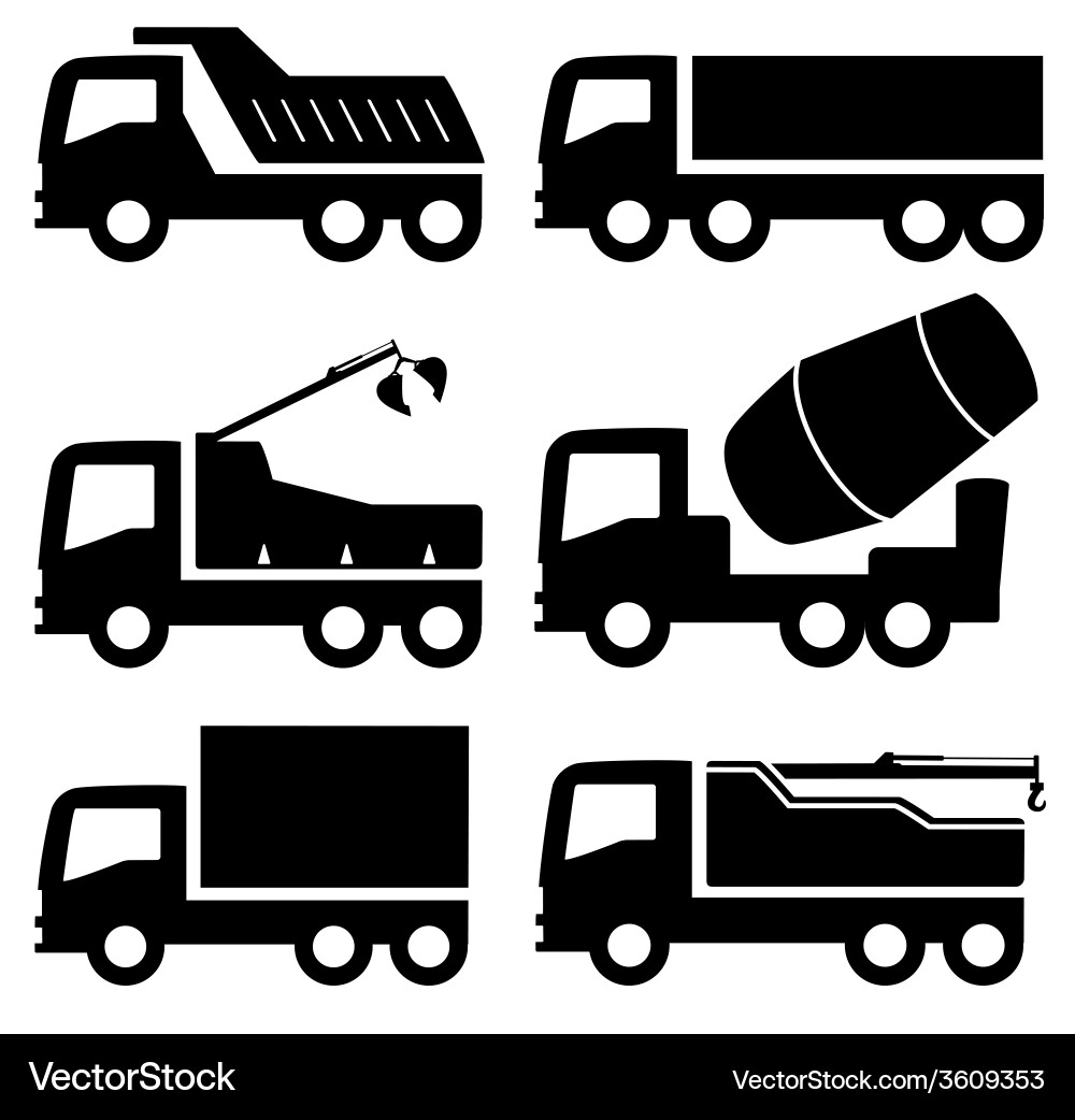 Industrial trucks icons set Royalty Free Vector Image