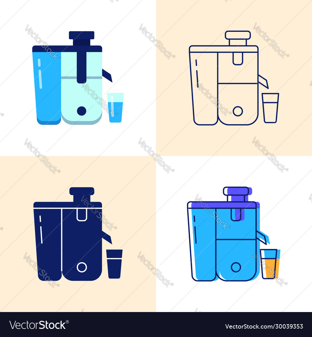 Juicer icon set in flat and line styles Royalty Free Vector