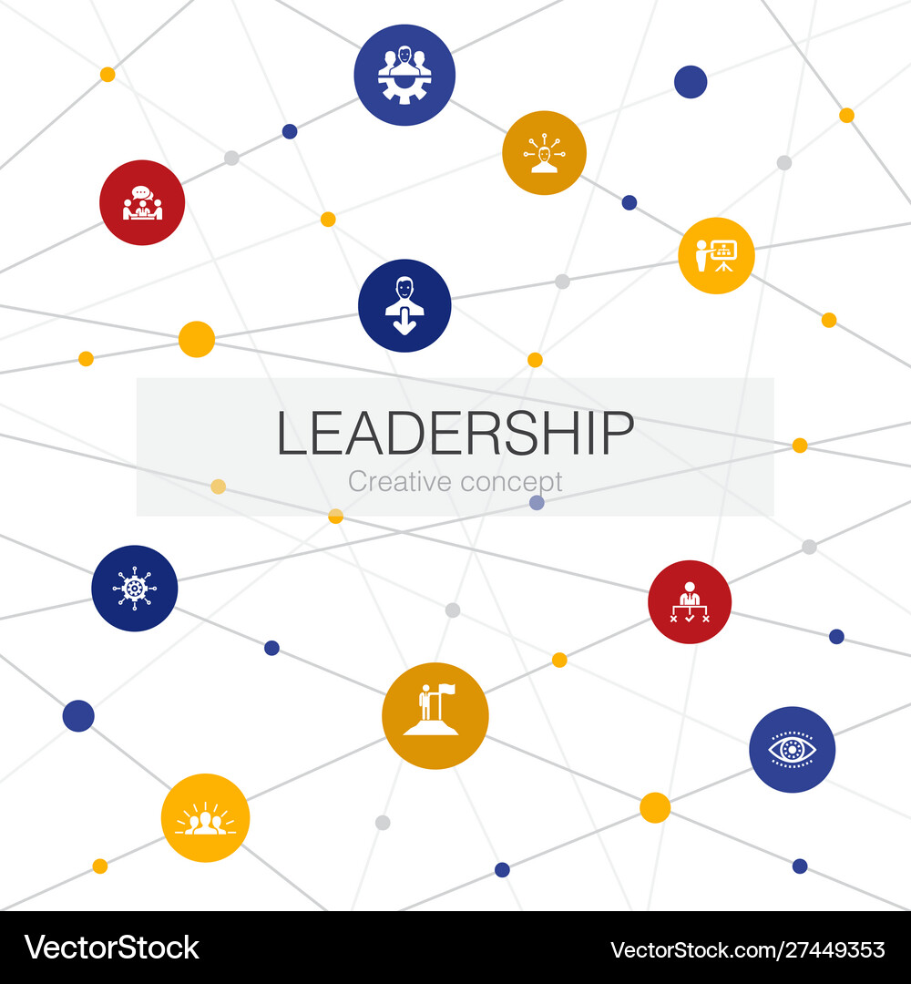 Leadership trendy web template with simple icons Vector Image