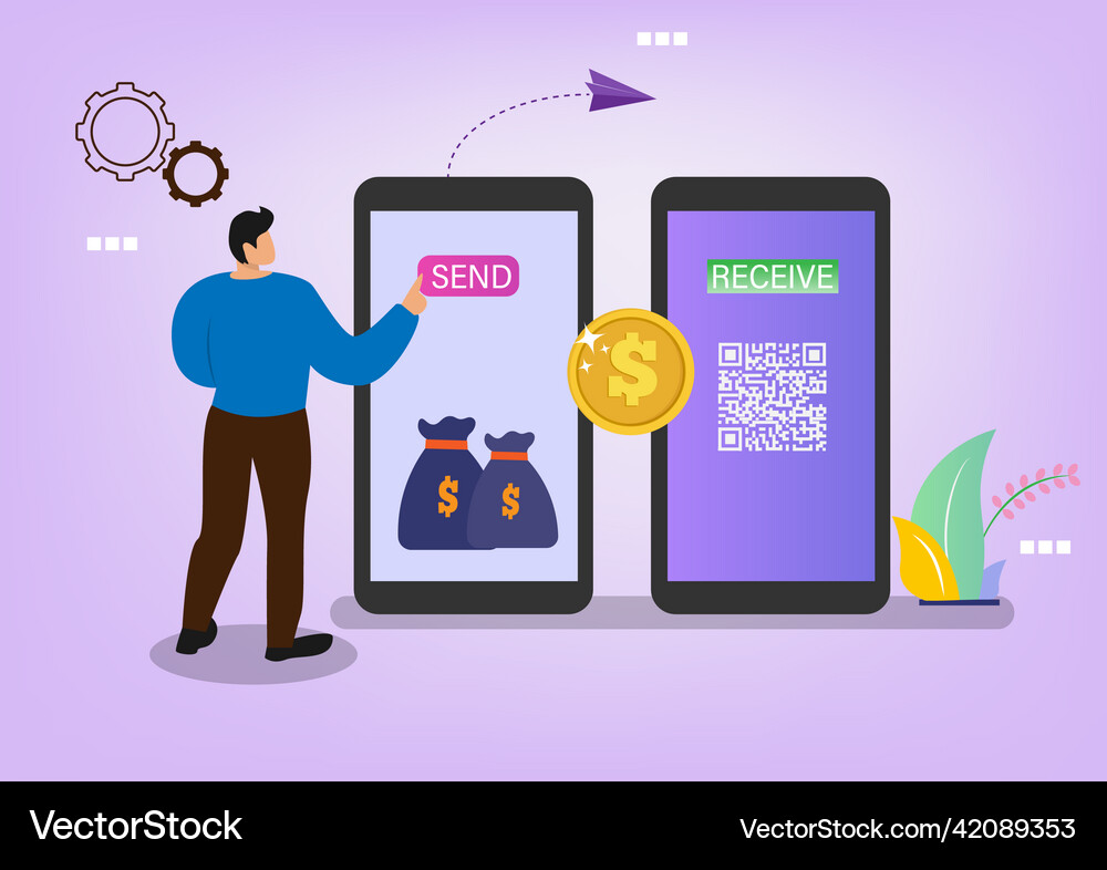 Remittance concept money transfers to e-wallets Vector Image