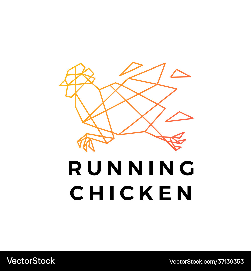 Running chicken rooster geometric polygonal logo Vector Image