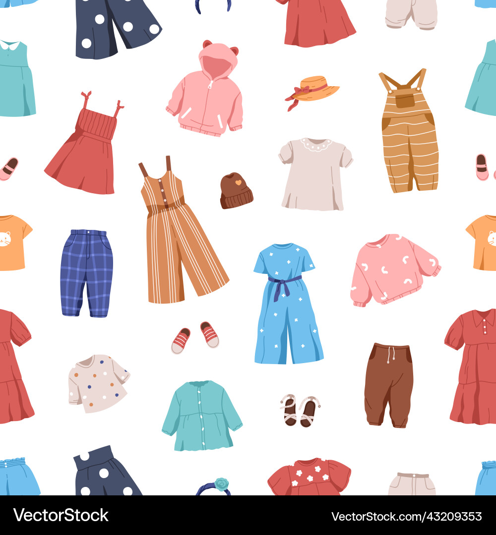 Seamless childish pattern with kids clothes print Vector Image