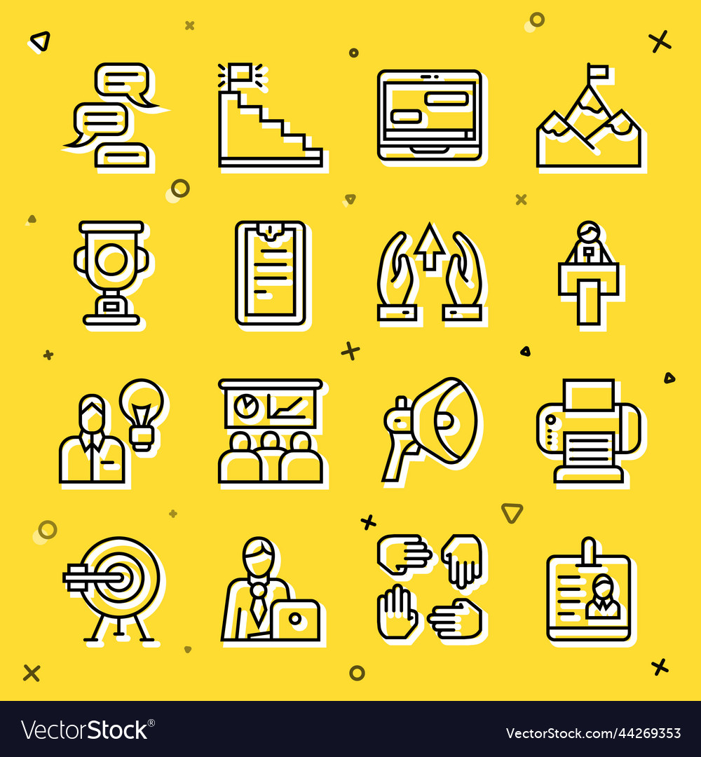 Set Line Identification Badge Printer Stage Vector Image