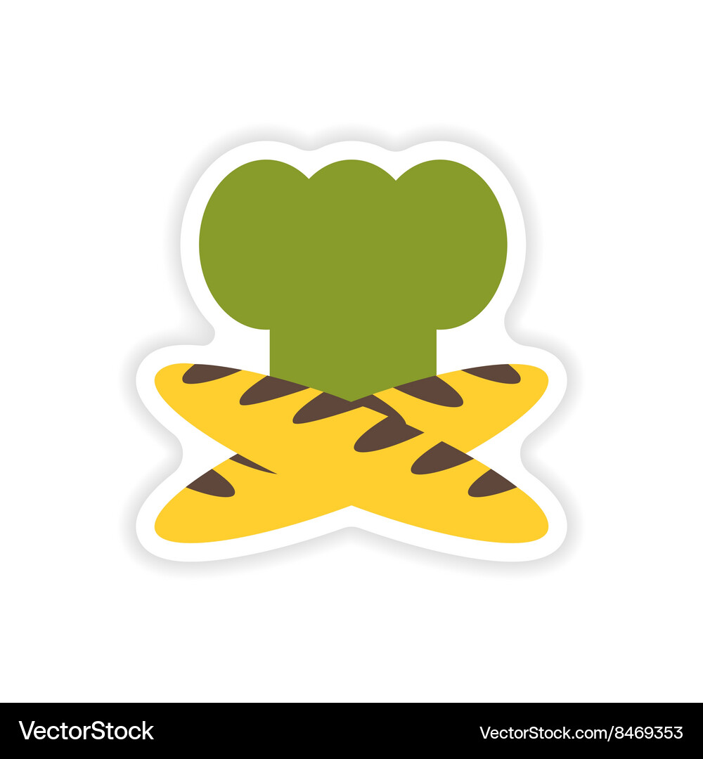 Stylish paper sticker on white background chef hat