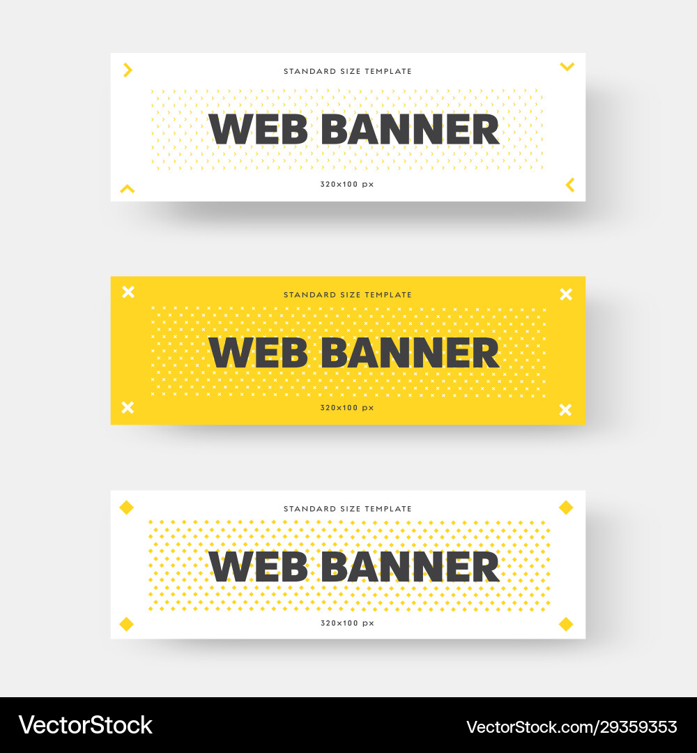 White and yellow horizontal web banner with black Vector Image