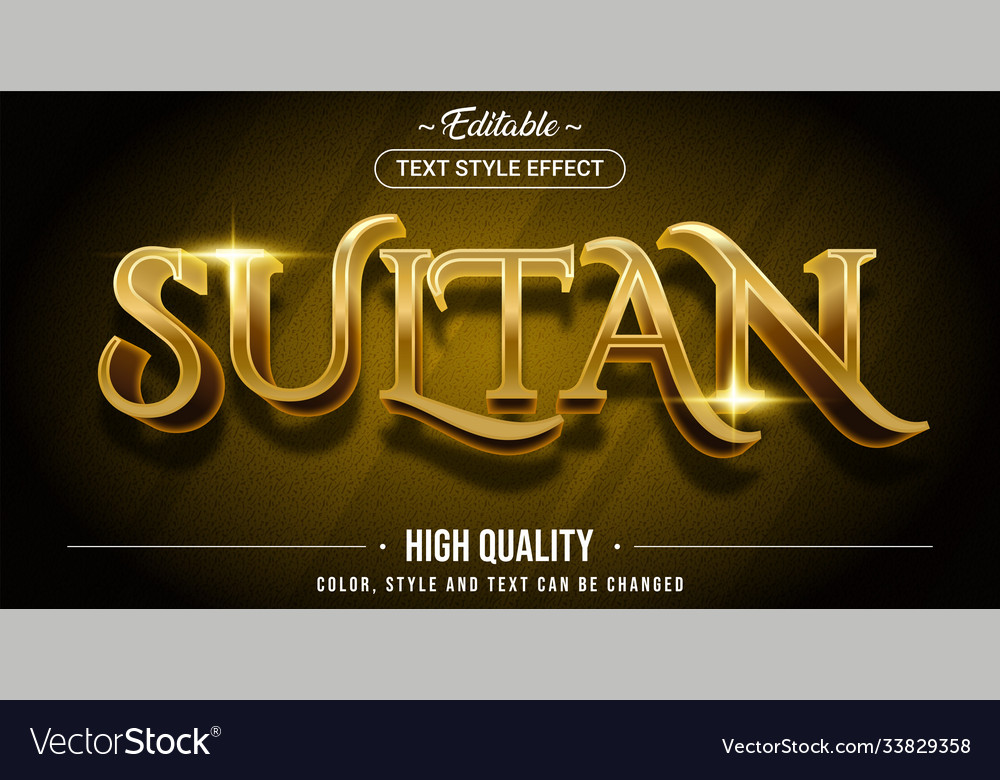 Editable text style effect - sultan theme Vector Image