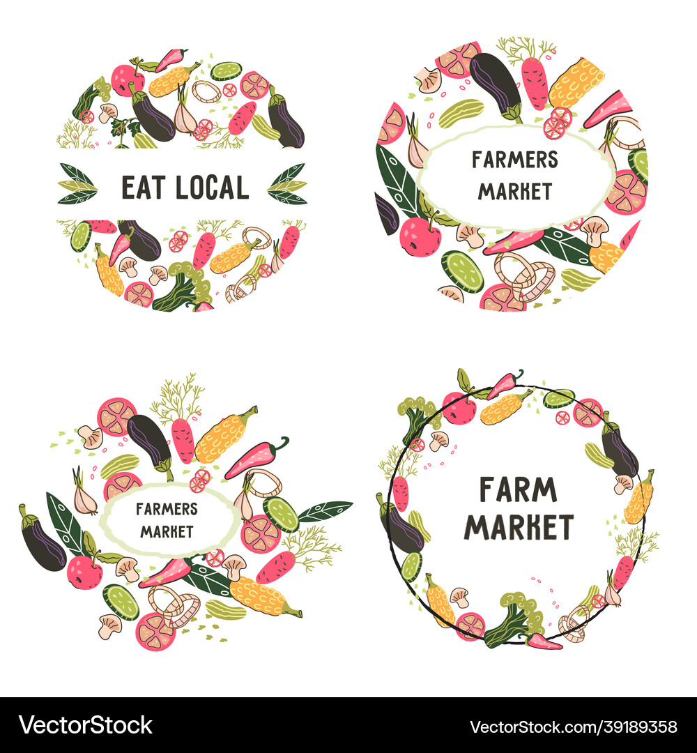 Farm local market banners or emblems set Vector Image