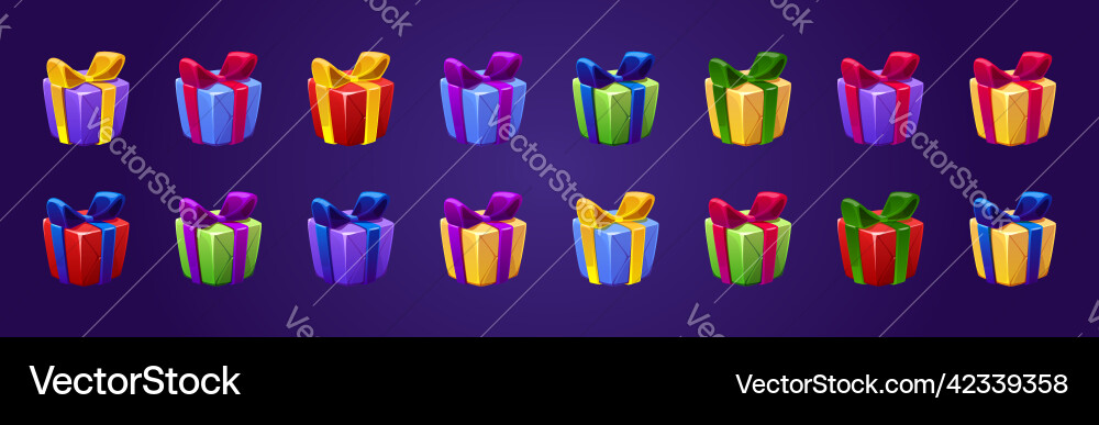 Gift boxes presents in colorful wrapping paper Vector Image
