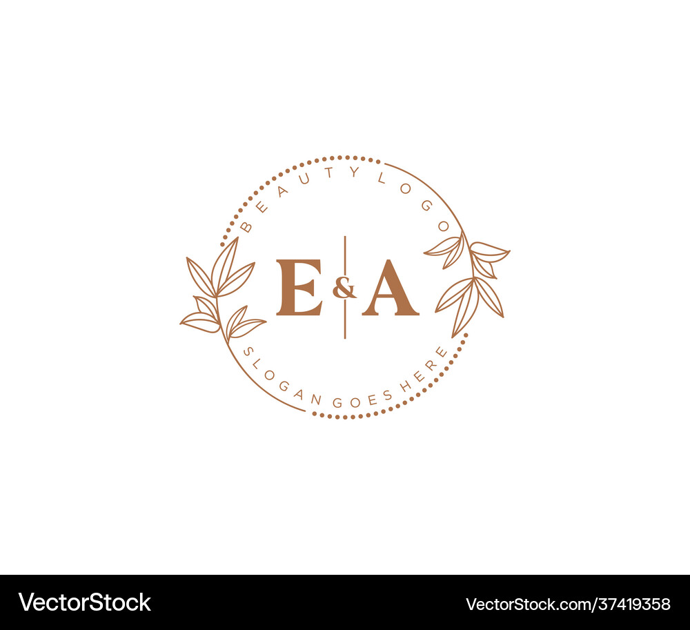 Initial ea letters beautiful floral feminine Vector Image