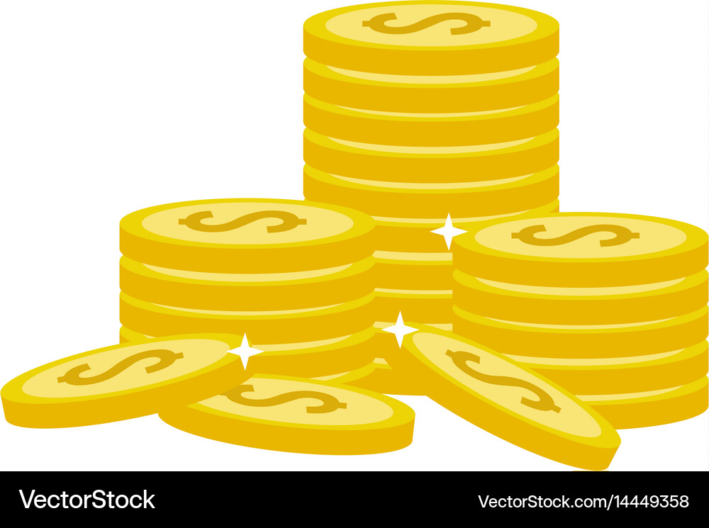 Many gold coins money save Royalty Free Vector Image