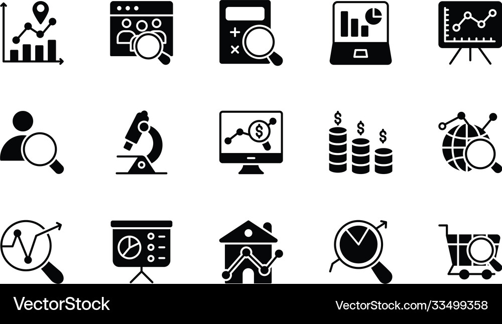 Market research icons pack Royalty Free Vector Image