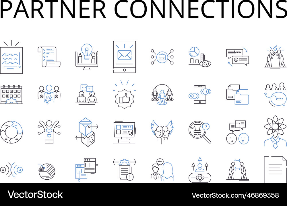 Partner connections line icons collection Vector Image