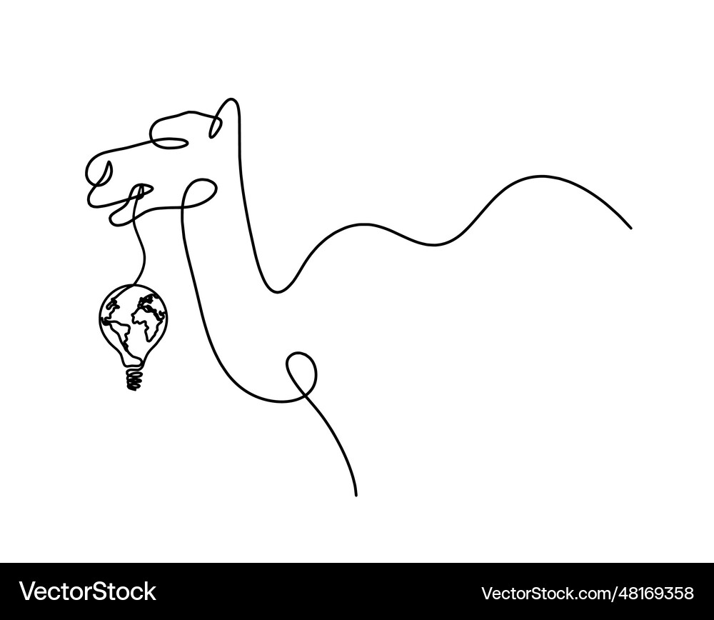 Silhouette of abstract camel with light bulb Vector Image