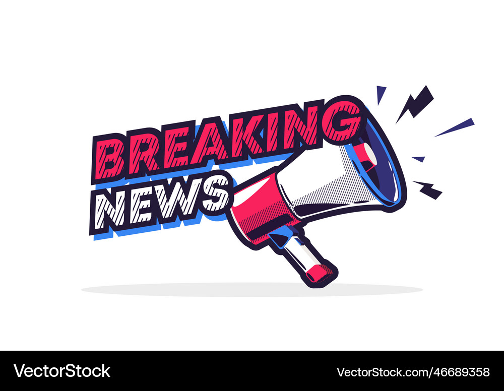 Text breaking news with a loudspeaker Royalty Free Vector