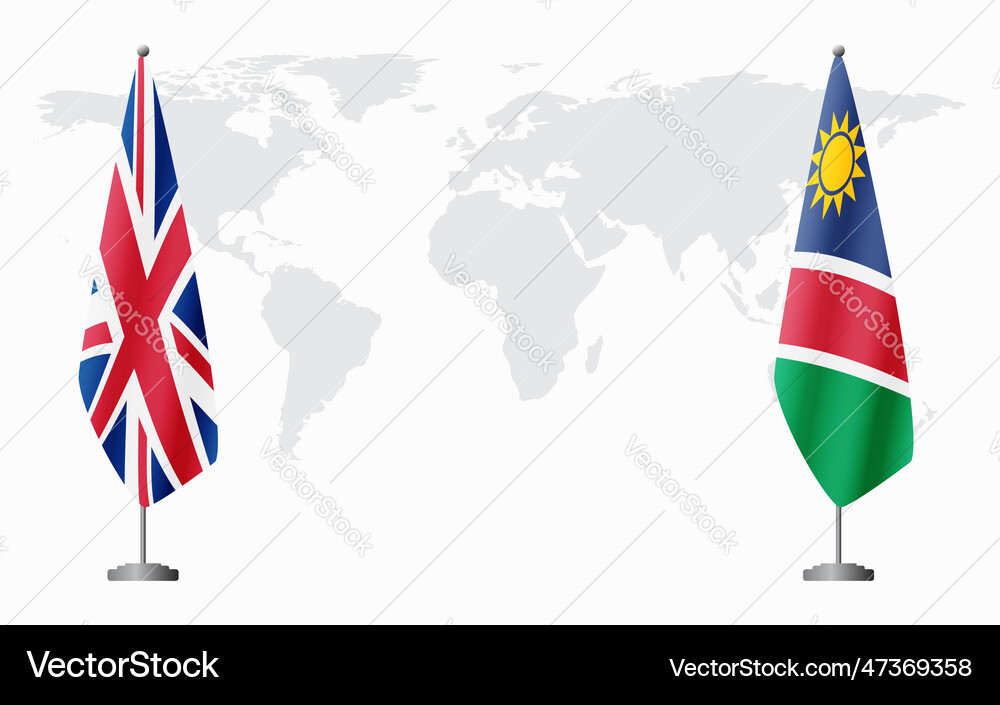 United kingdom and namibia flags for official Vector Image
