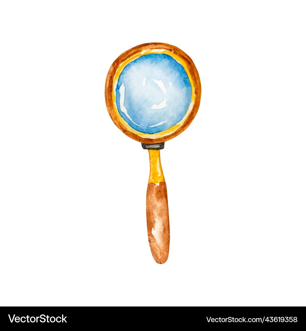 Watercolor school magnifier Royalty Free Vector Image
