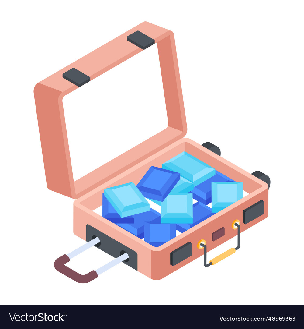An isometric icon showing diamond suitcase Vector Image