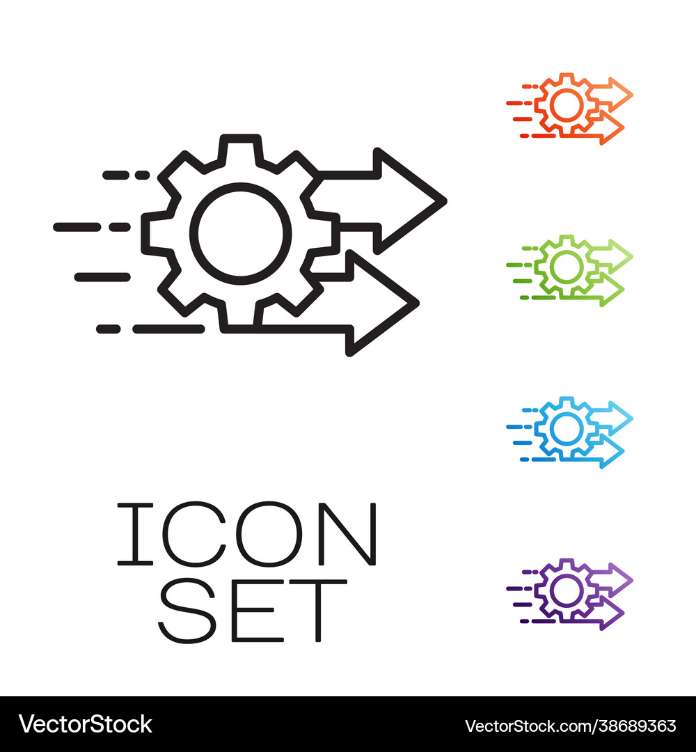 Black line time management icon isolated on white Vector Image