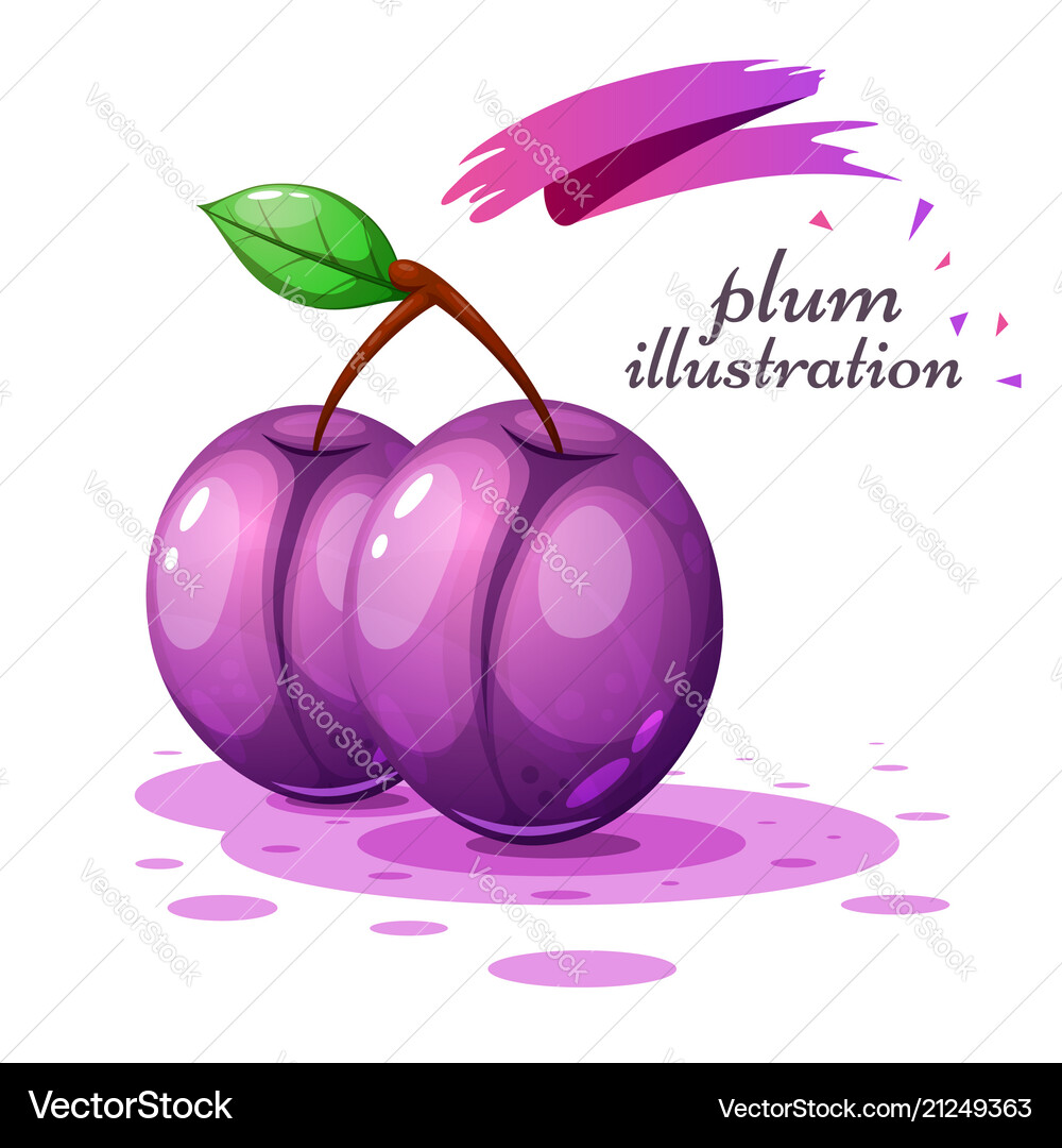 Cartoon plum on the grey background Royalty Free Vector
