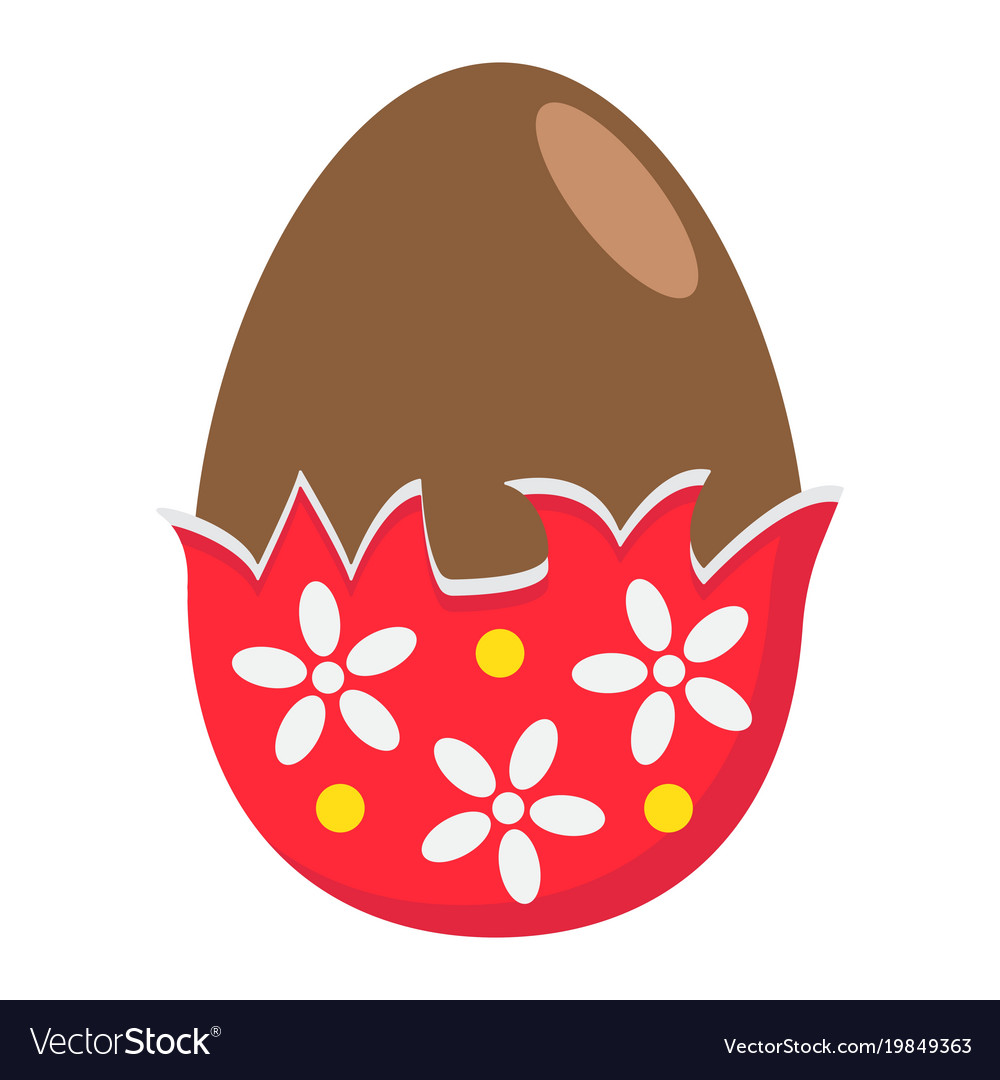 Chocolate egg with wrapper flat icon easter Vector Image