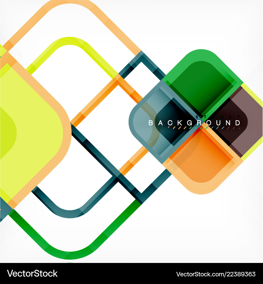 Colorful round squares modern geometric background