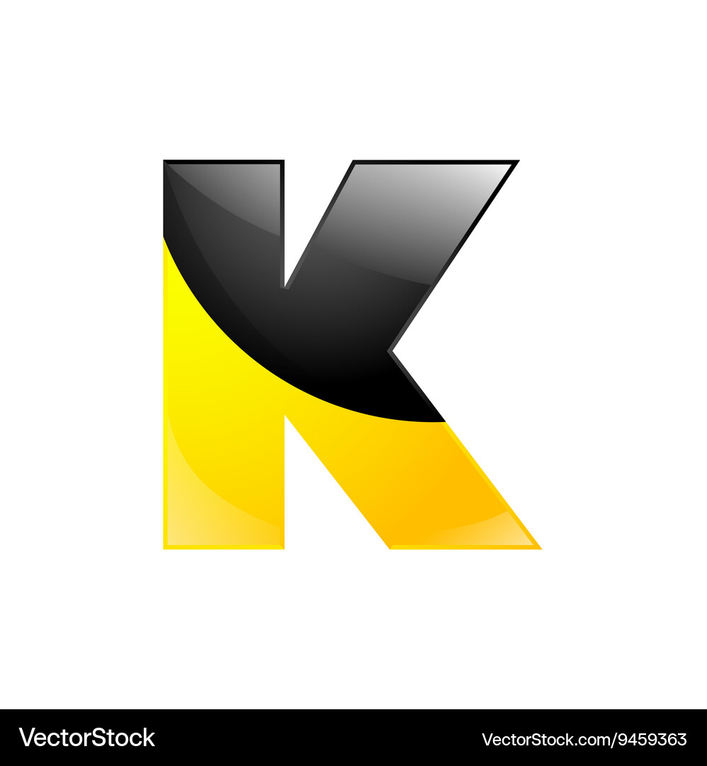 Creative yellow and black symbol letter K for Vector Image