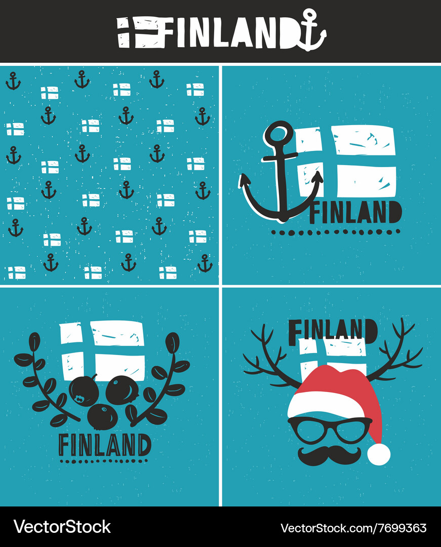 Finland collection of labels Royalty Free Vector Image