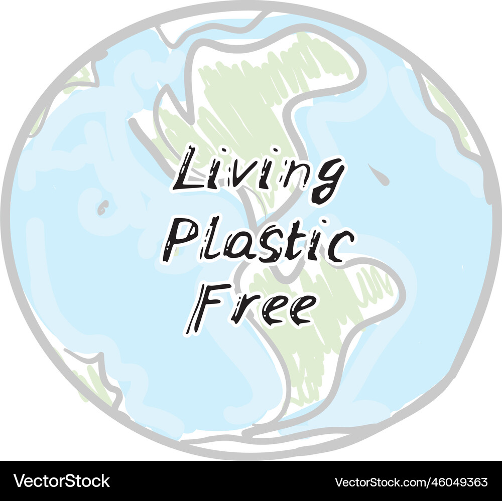 Living plastic free earth black text calligraphy Vector Image