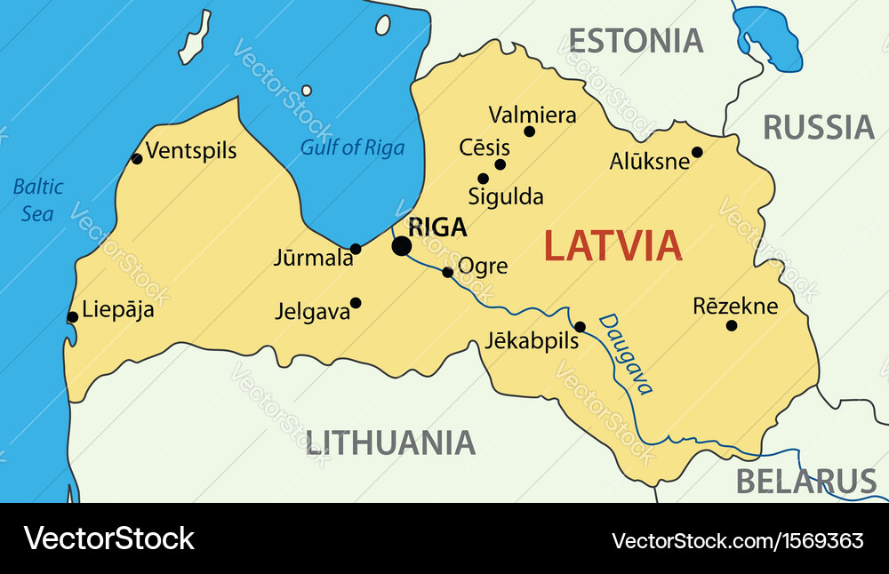 Map of Latvia - Republic Royalty Free Vector Image