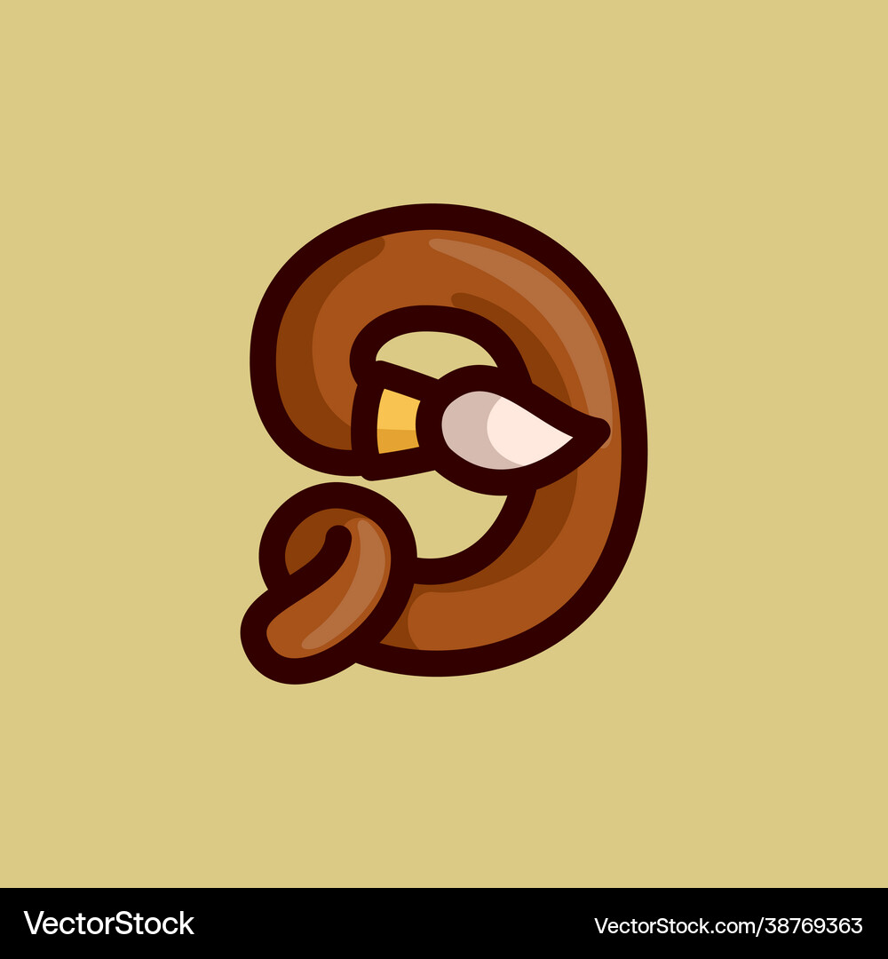 Number nine logo made a paint brush Royalty Free Vector