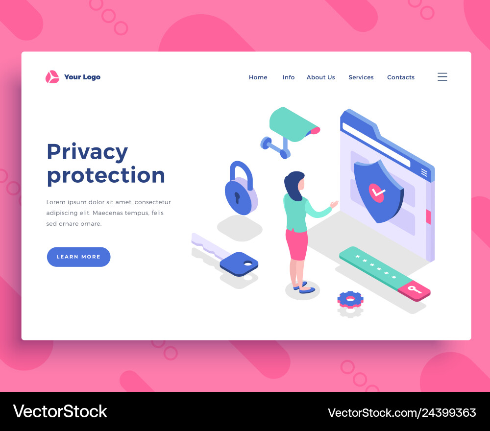 Privacy protection concept office woman interact Vector Image