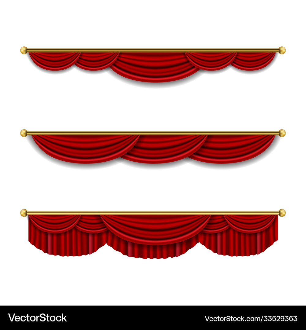 Realistic luxury curtain cornice decor domestic Vector Image
