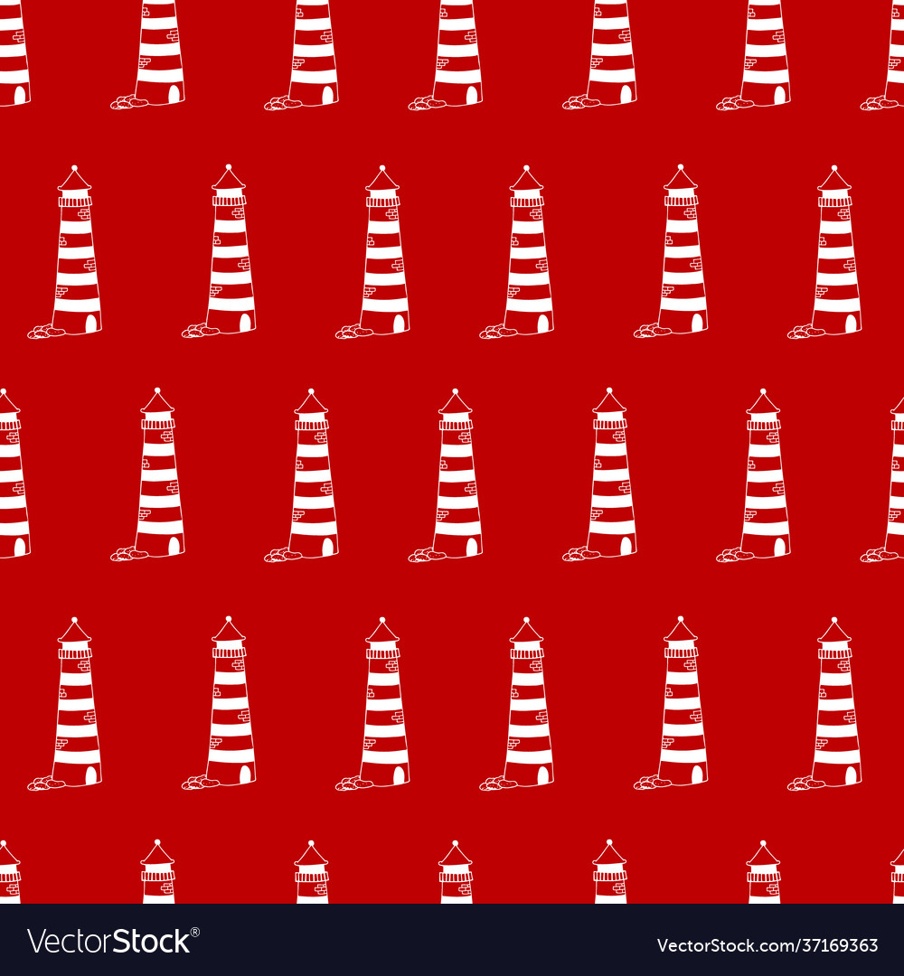 Seamless pattern with lighthouse Royalty Free Vector Image