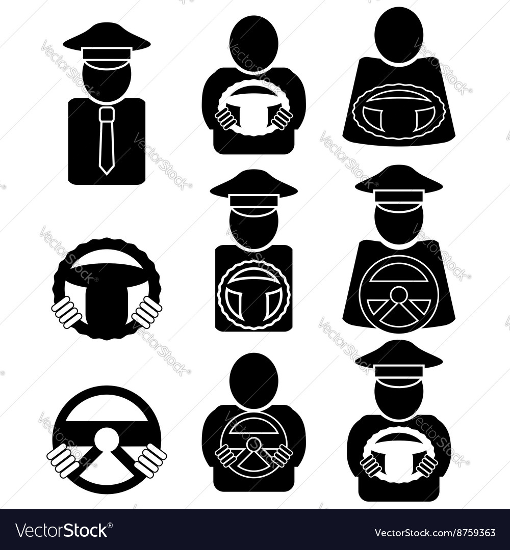 Set of driver icons isolated on white background Vector Image