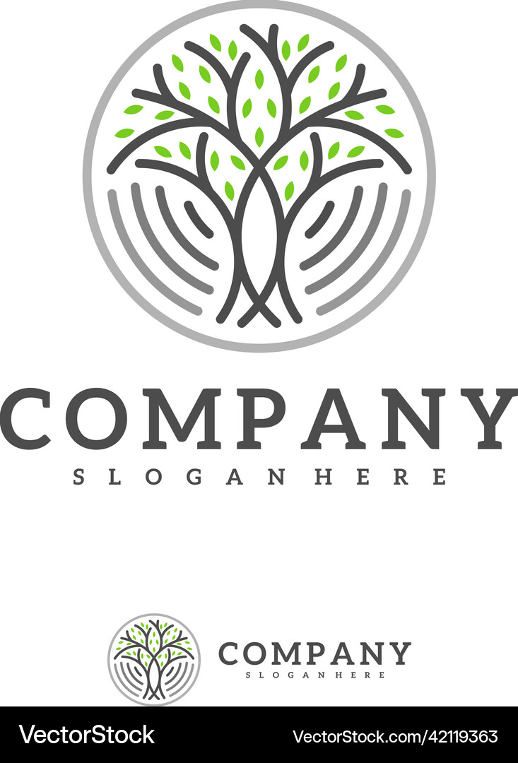 Tree logo template creative design Royalty Free Vector Image
