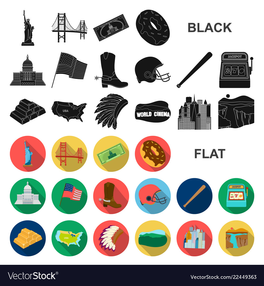 Usa country flat icons in set collection Vector Image