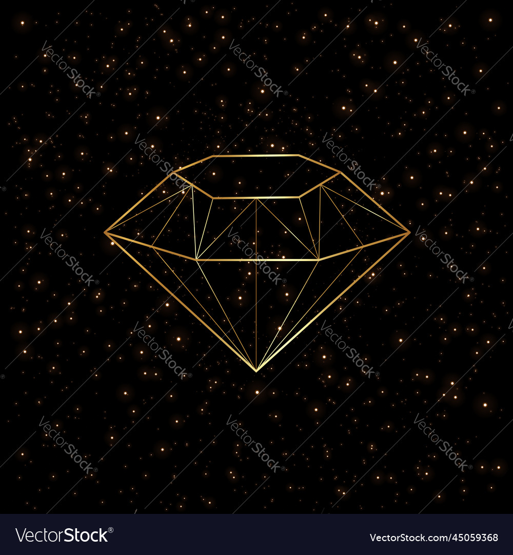 3D Diamant Form Gold Logo golden Luxus Ikone Vektorbild