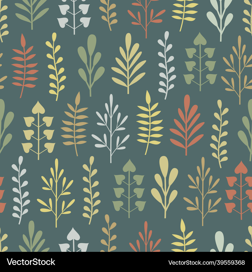Abstract seamless pattern with plants Royalty Free Vector