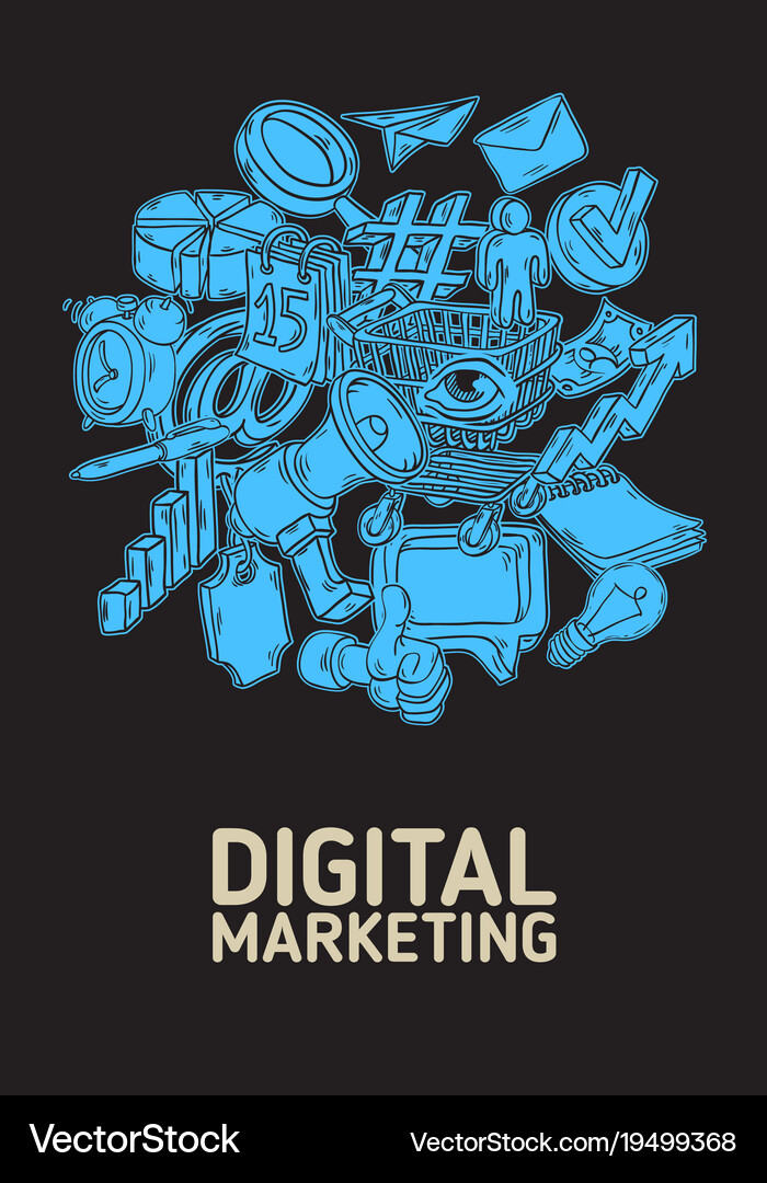 Digital marketing poster design with isolated Vector Image