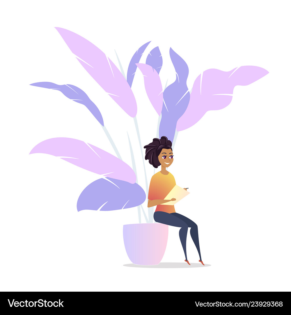 Freelancer woman character chill lounge space Vector Image
