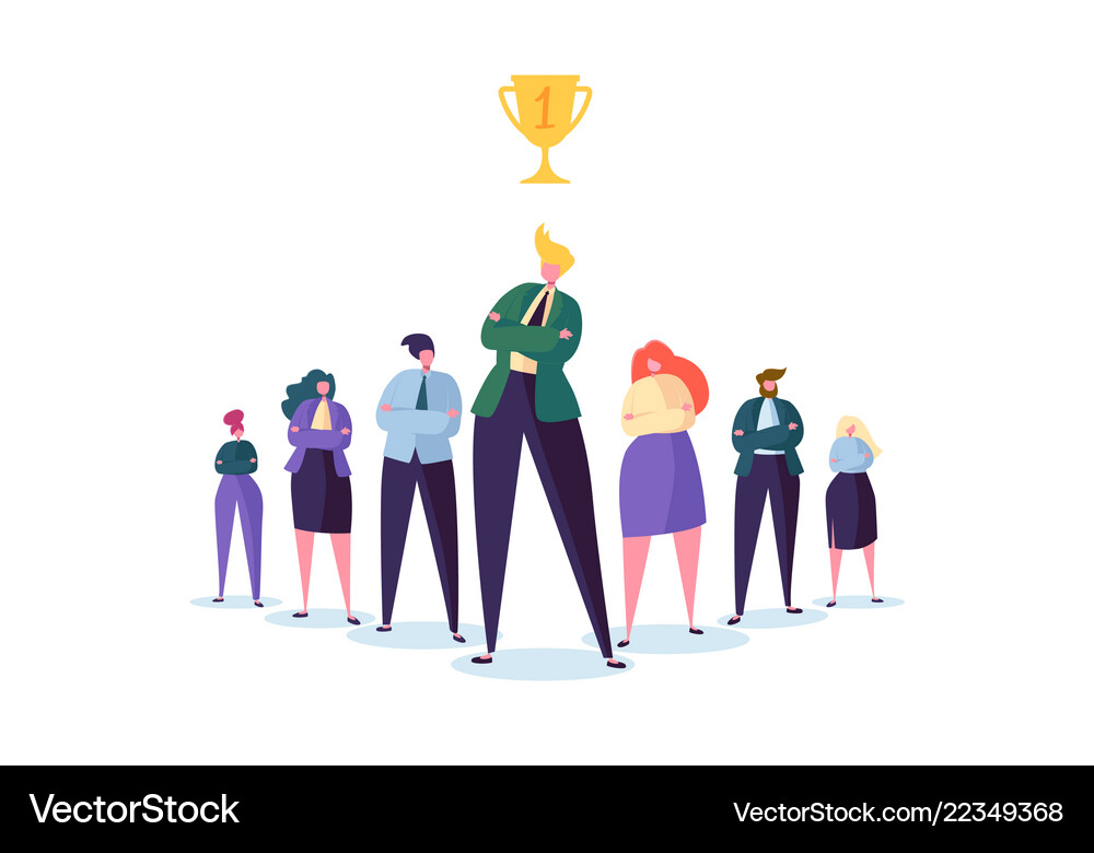 Group business people characters with leader Vector Image