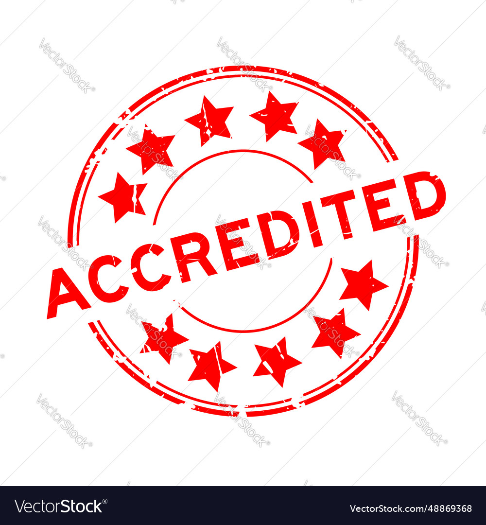 Grunge red accredited word round rubber seal Vector Image