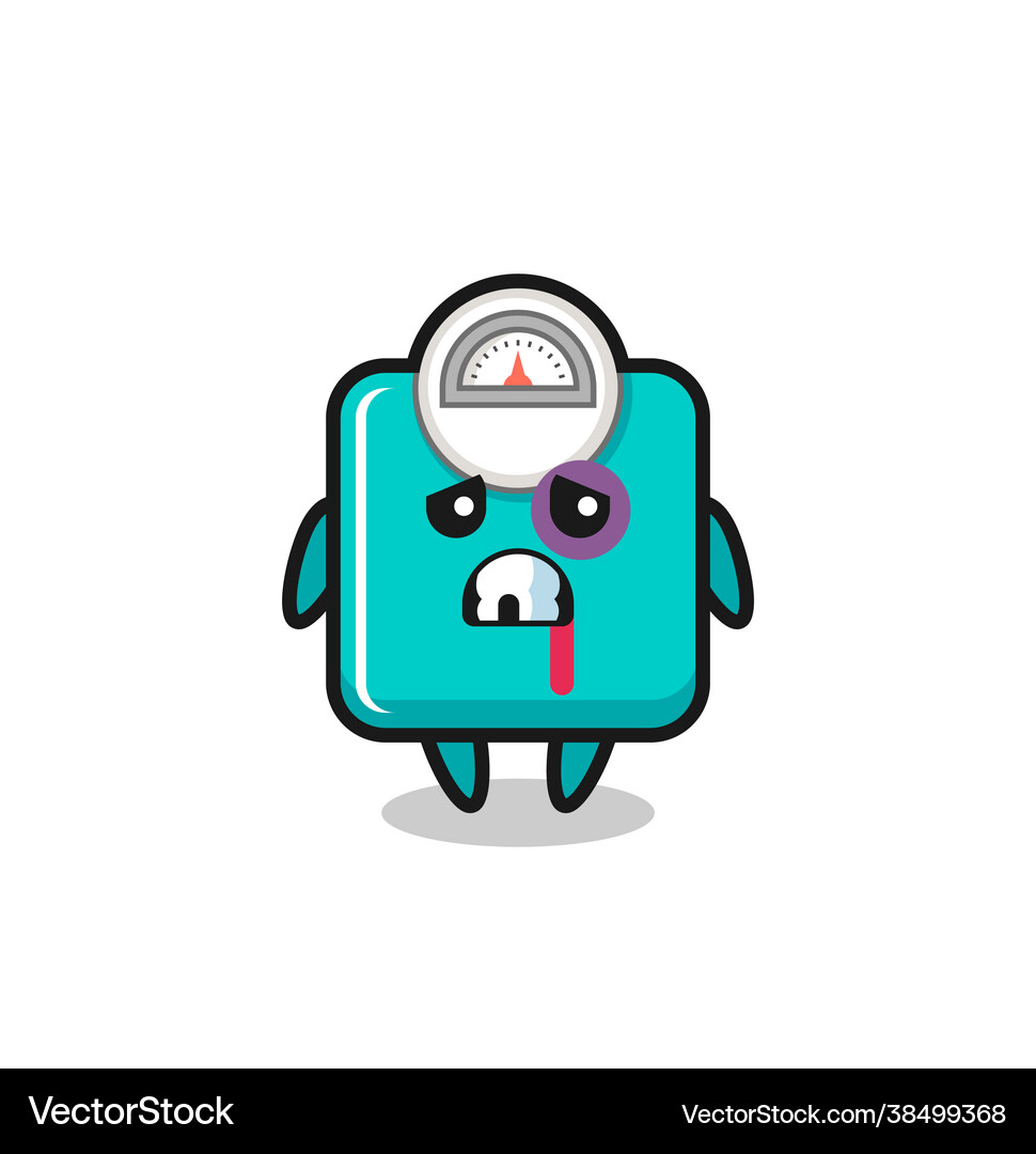 Injured weight scale character with a bruised face